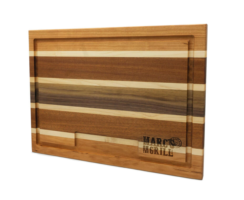 Cutting Boards 1″ X 12″ X 16″ With Juice Tray And Marcs On The Grill Logo Marcs On The Grill